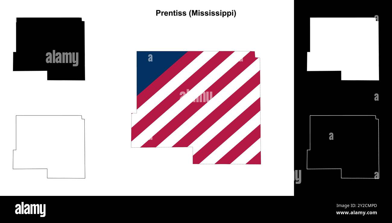 Prentiss County (Mississippi) outline map set Stock Vector Image & Art ...
