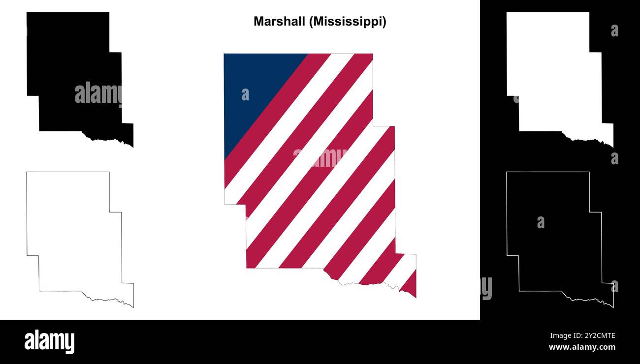 Marshall County (Mississippi) outline map set Stock Vector Image & Art ...