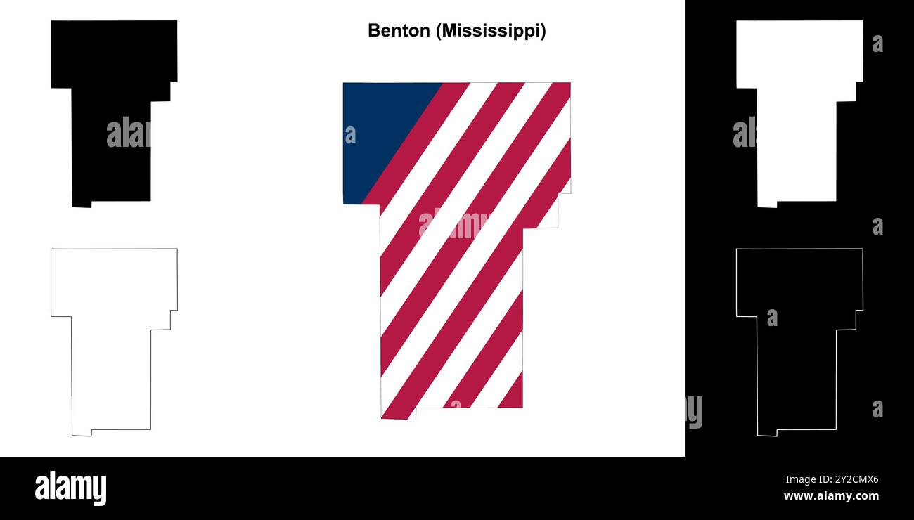 Benton County (Mississippi) outline map set Stock Vector Image & Art ...