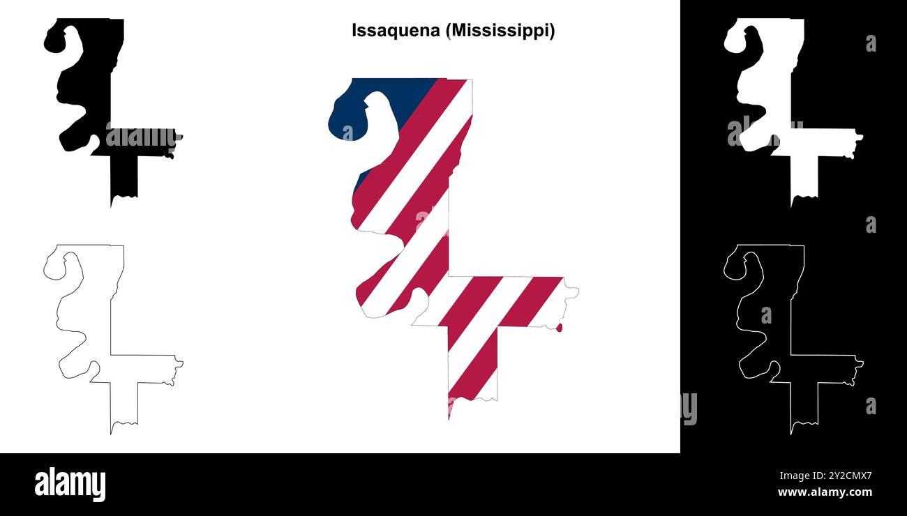 Issaquena County (Mississippi) outline map set Stock Vector Image & Art ...
