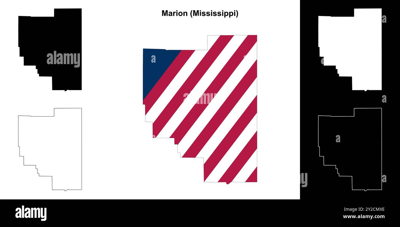 Marion County (Mississippi) outline map set Stock Vector Image & Art ...
