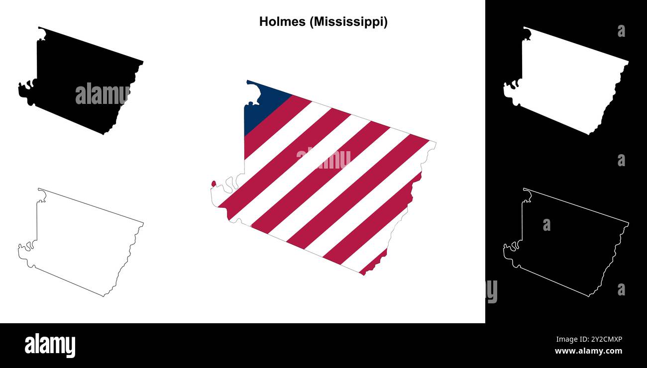 Holmes County (Mississippi) outline map set Stock Vector Image & Art ...
