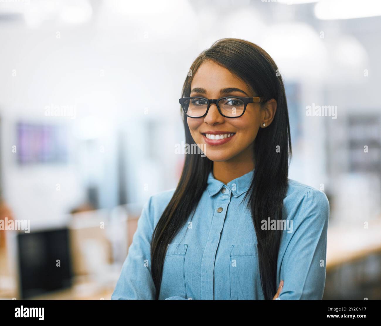 Portrait, smile and woman in library, education and confident for ...