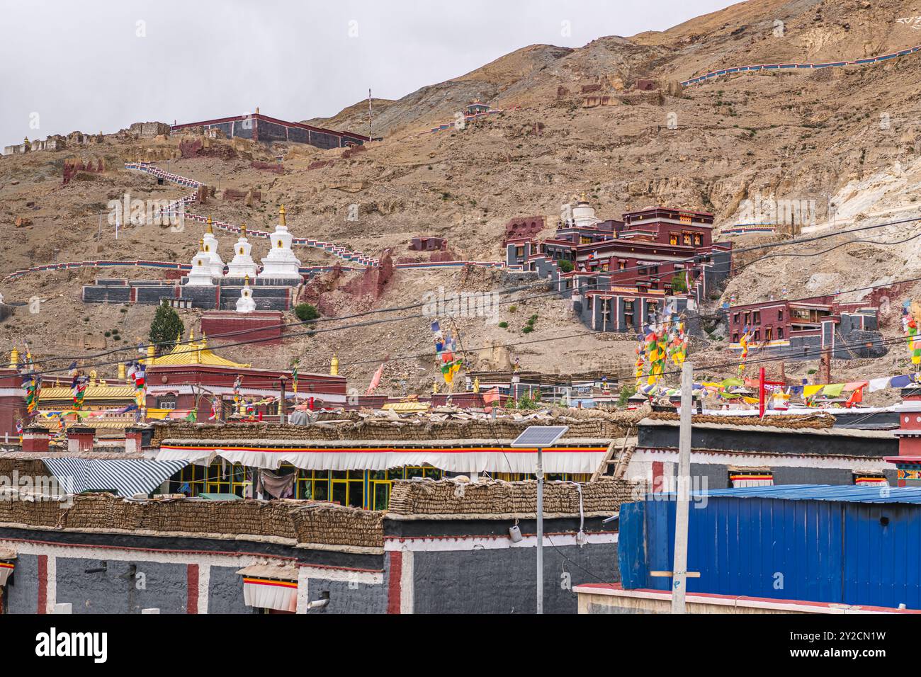 Typical tibetan houses along the road to Sakya Monastery, Shigatse ...