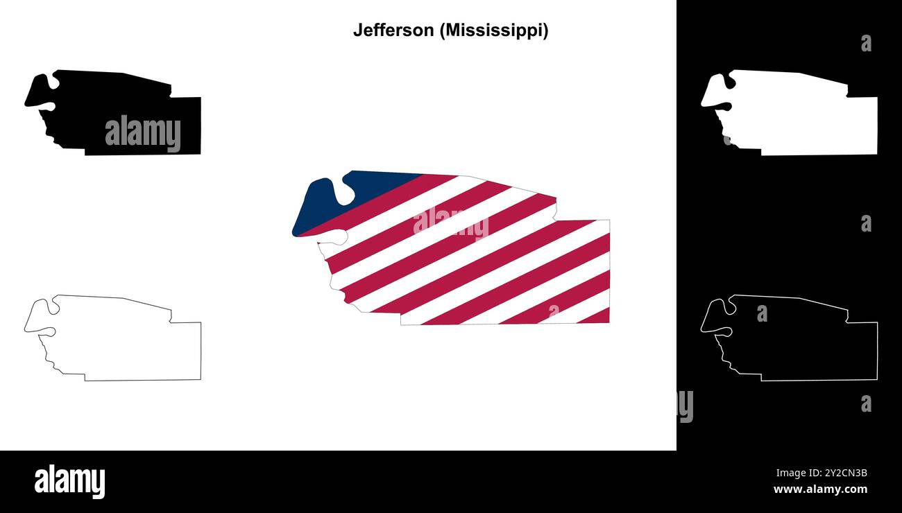 Jefferson County (Mississippi) outline map set Stock Vector Image & Art ...