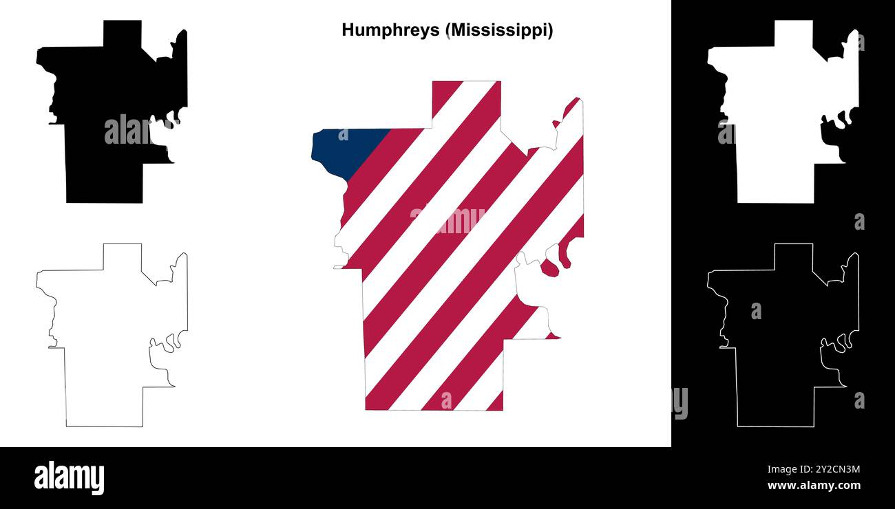 Humphreys County (Mississippi) outline map set Stock Vector Image & Art ...
