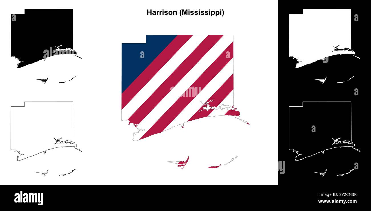 Harrison County (Mississippi) outline map set Stock Vector Image & Art ...