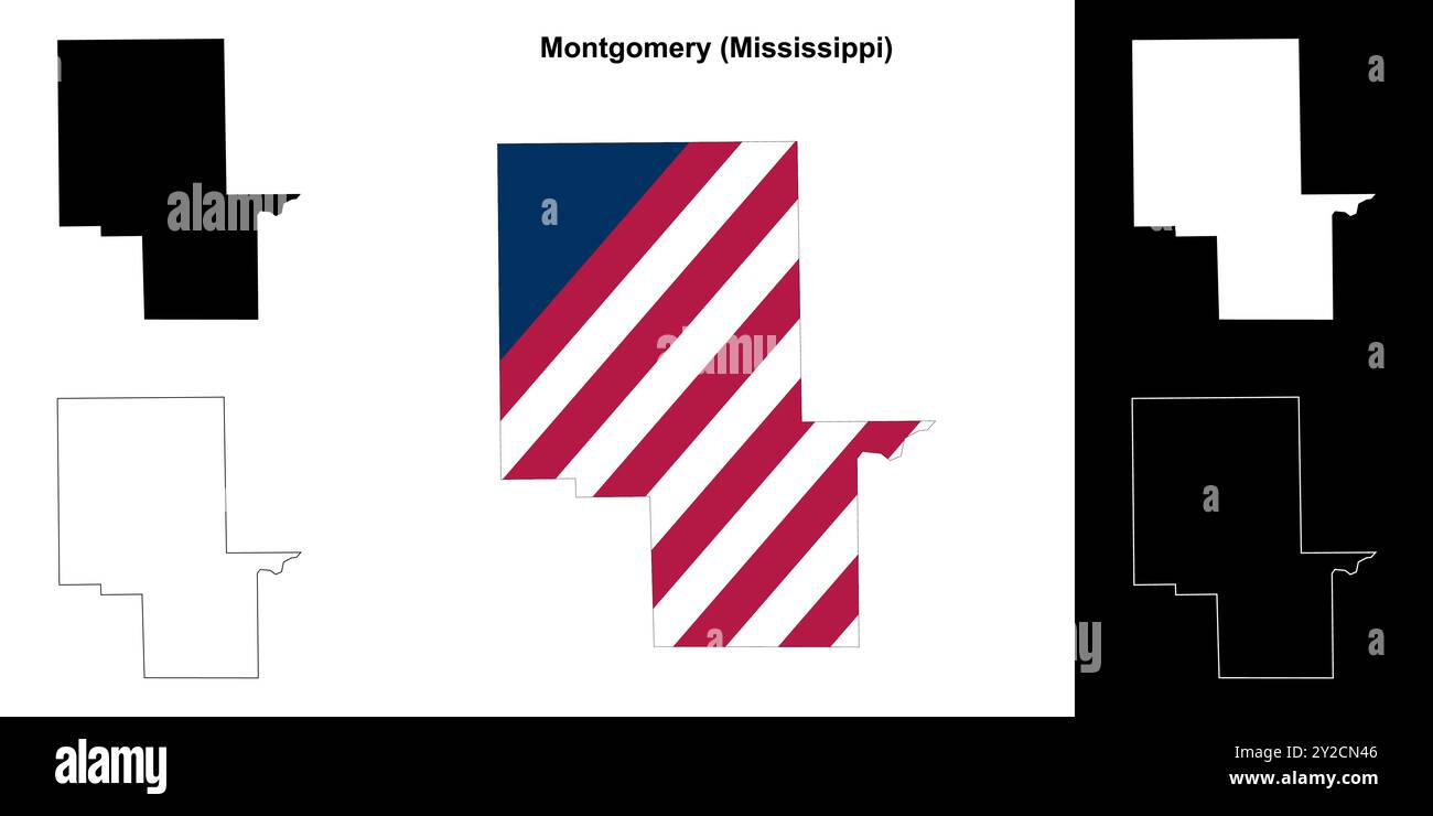 Montgomery County (Mississippi) outline map set Stock Vector Image ...