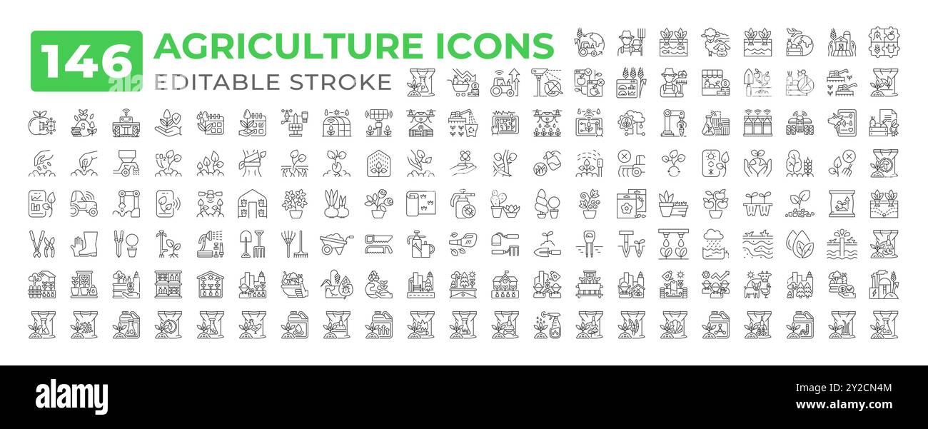 Agriculture agribusiness line icons big set Stock Vector Image & Art ...
