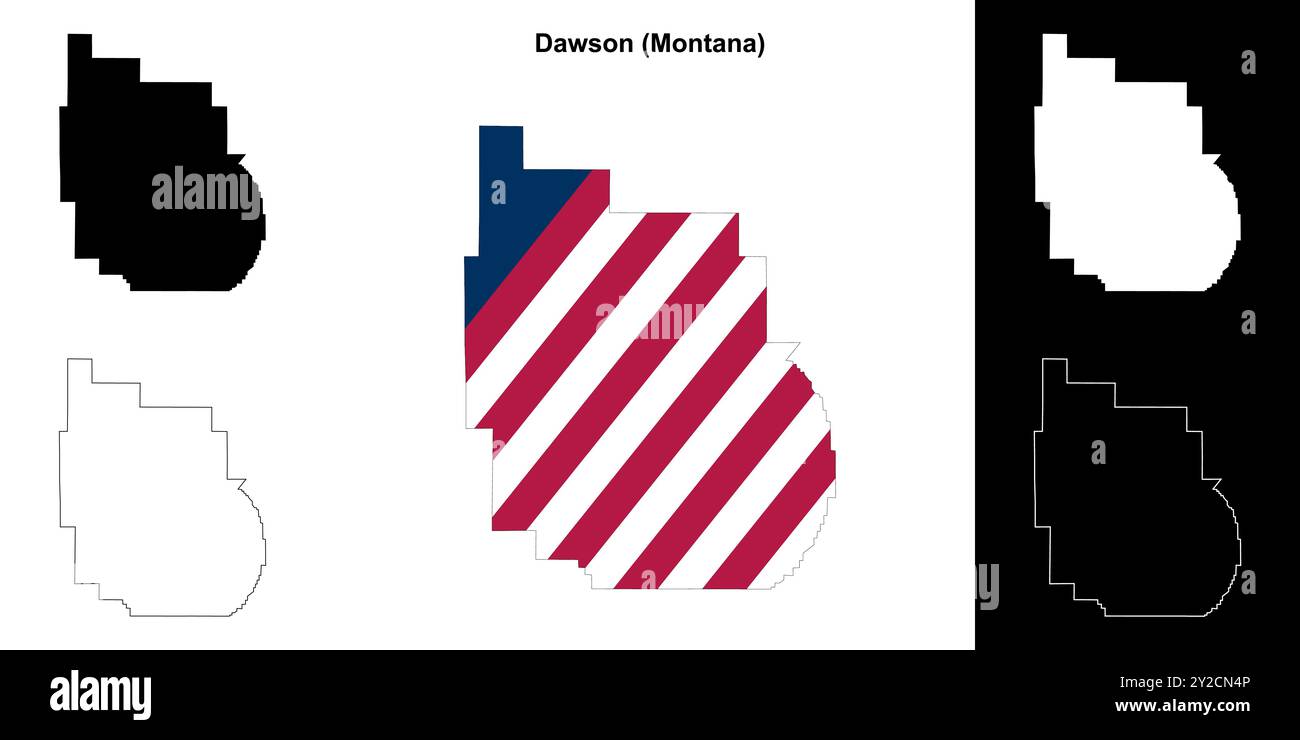 Dawson County (Montana) outline map set Stock Vector Image & Art - Alamy