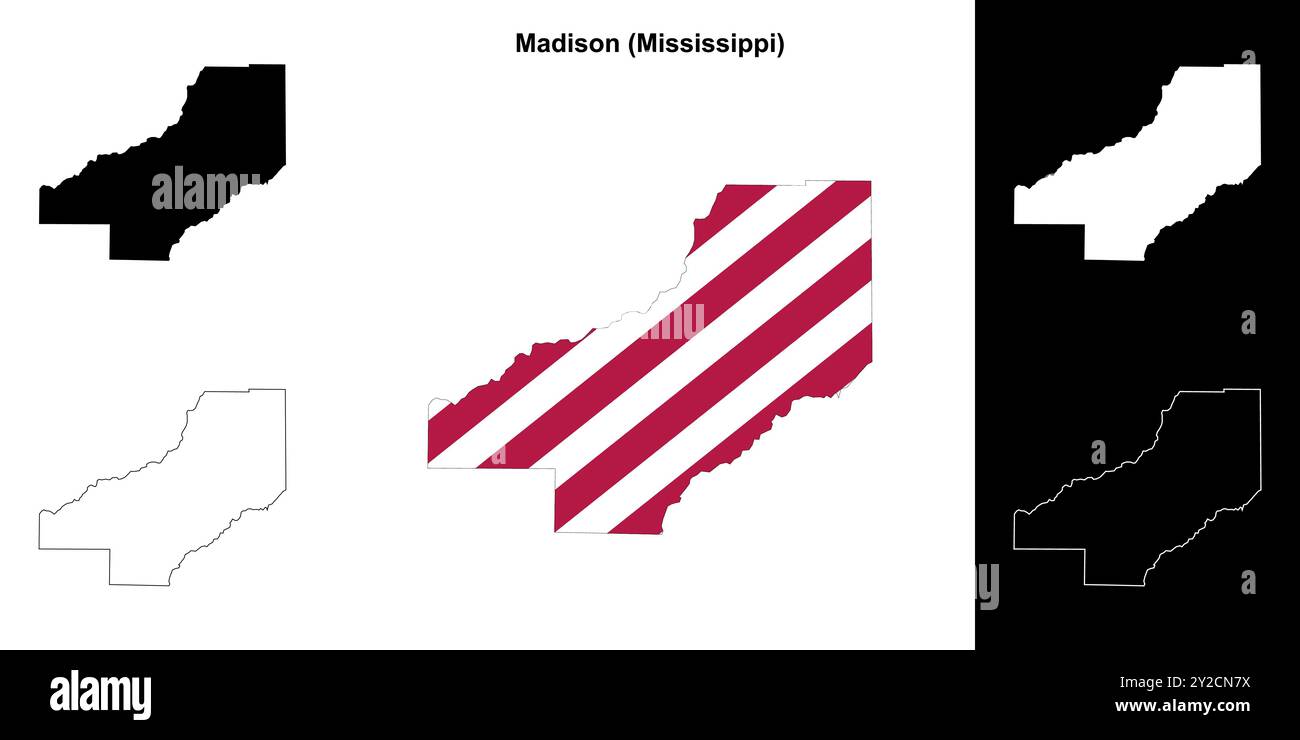 Madison County (Mississippi) outline map set Stock Vector Image & Art ...