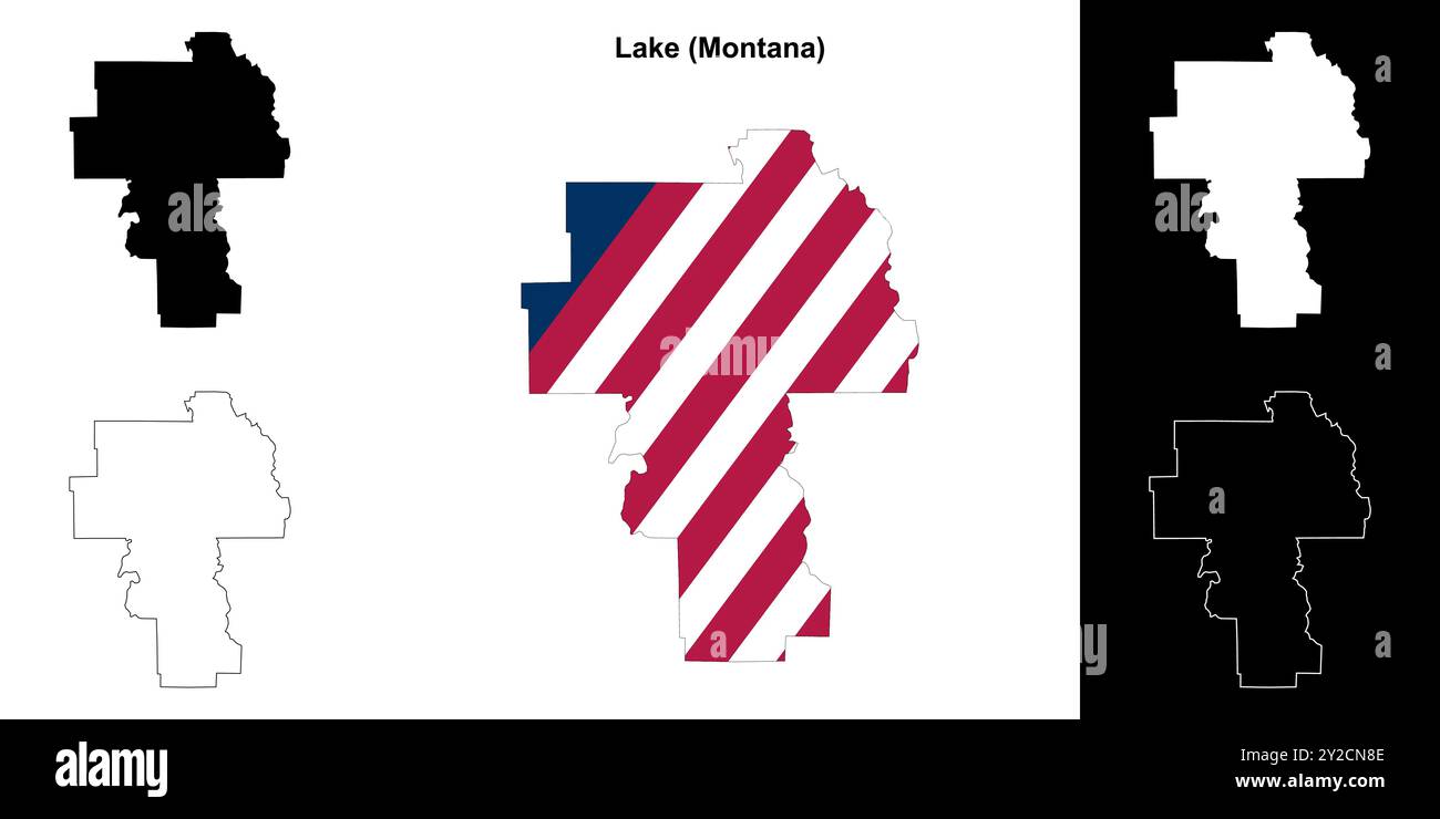 Lake County (Montana) outline map set Stock Vector Image & Art - Alamy