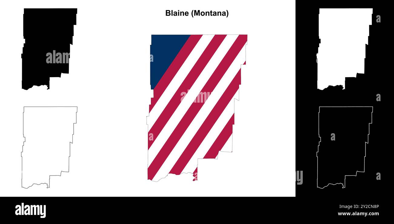 Blaine County (Montana) outline map set Stock Vector Image & Art - Alamy