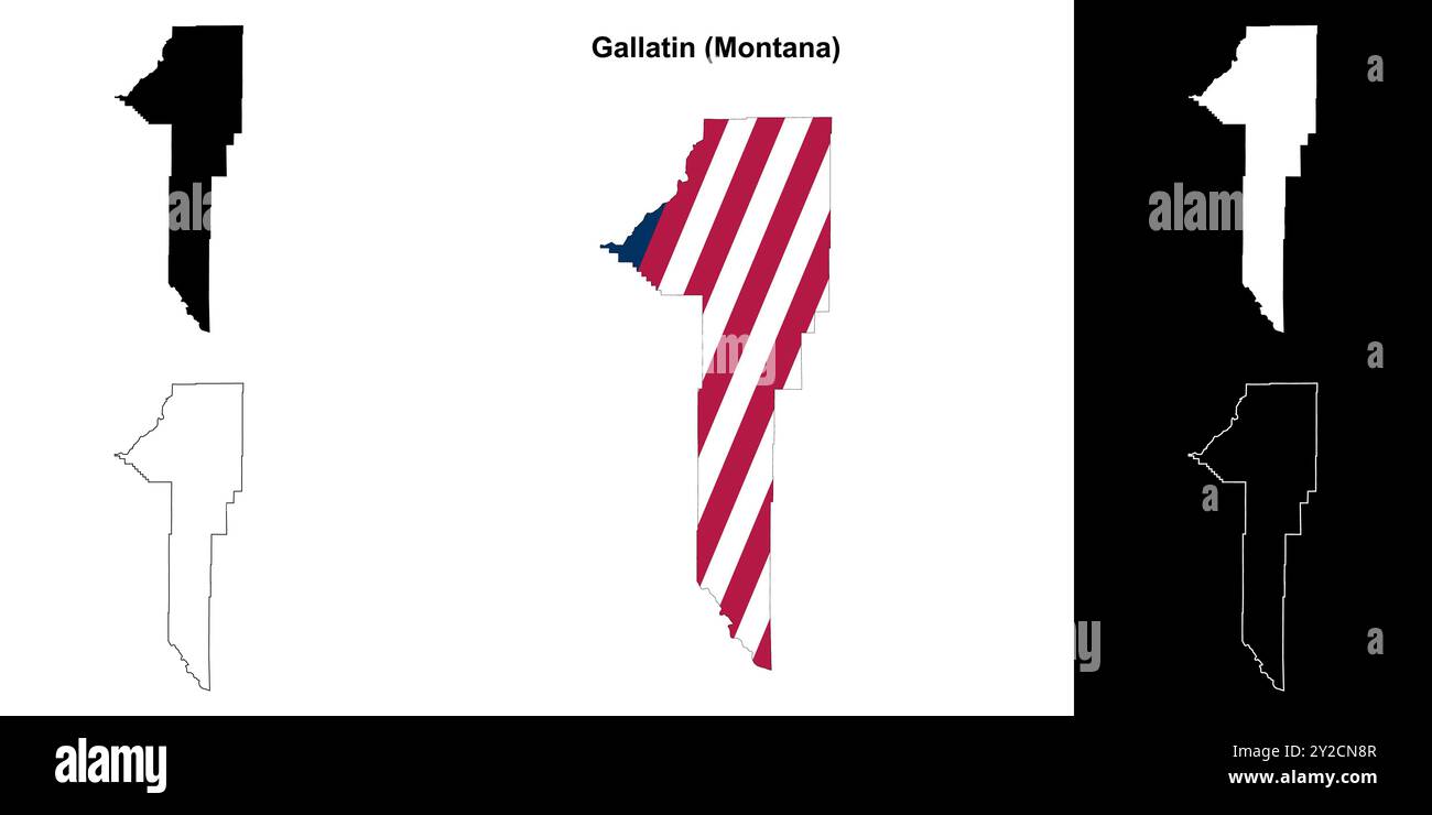 Gallatin County (Montana) outline map set Stock Vector Image & Art - Alamy