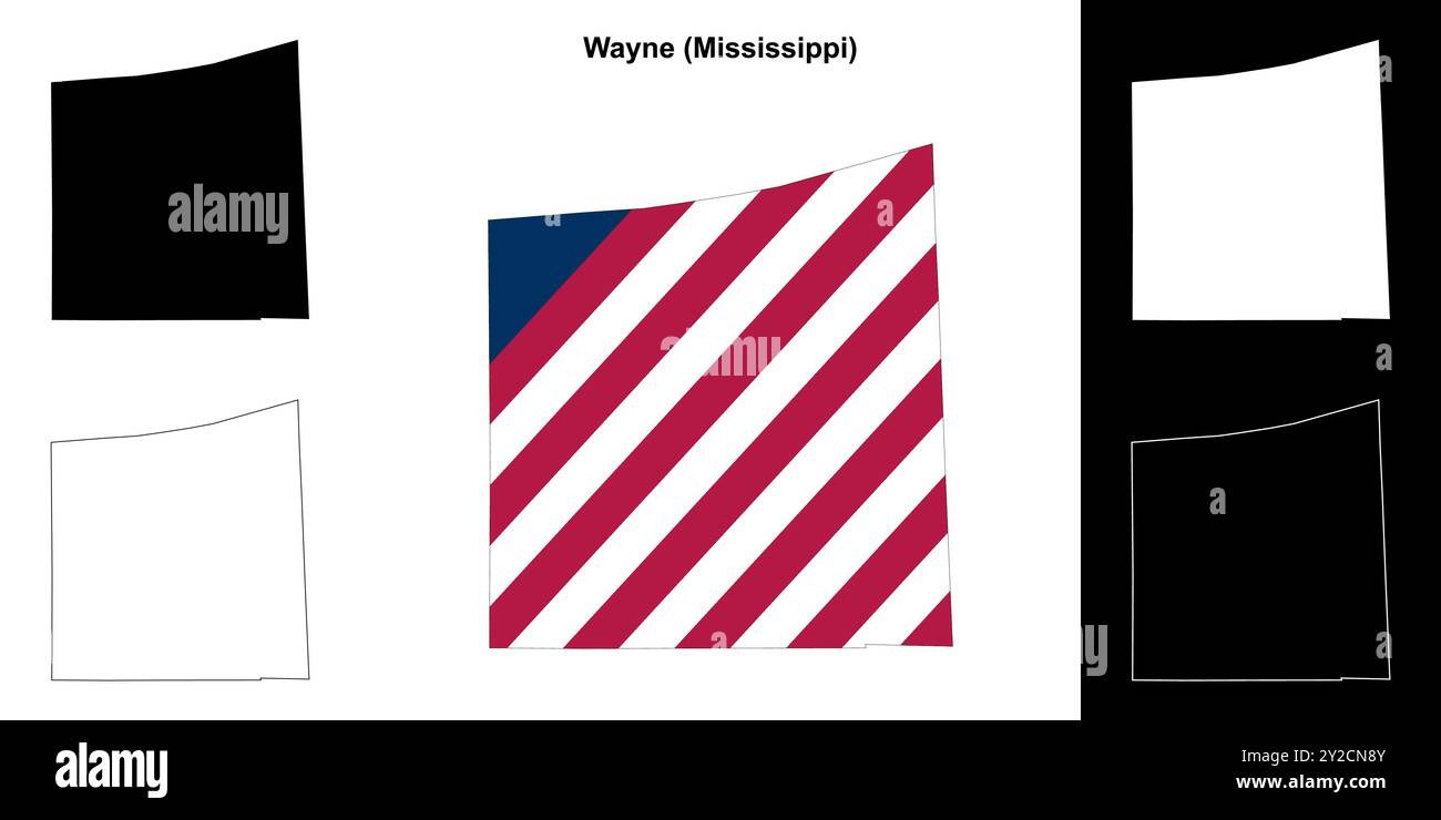 Wayne County (Mississippi) outline map set Stock Vector Image & Art - Alamy