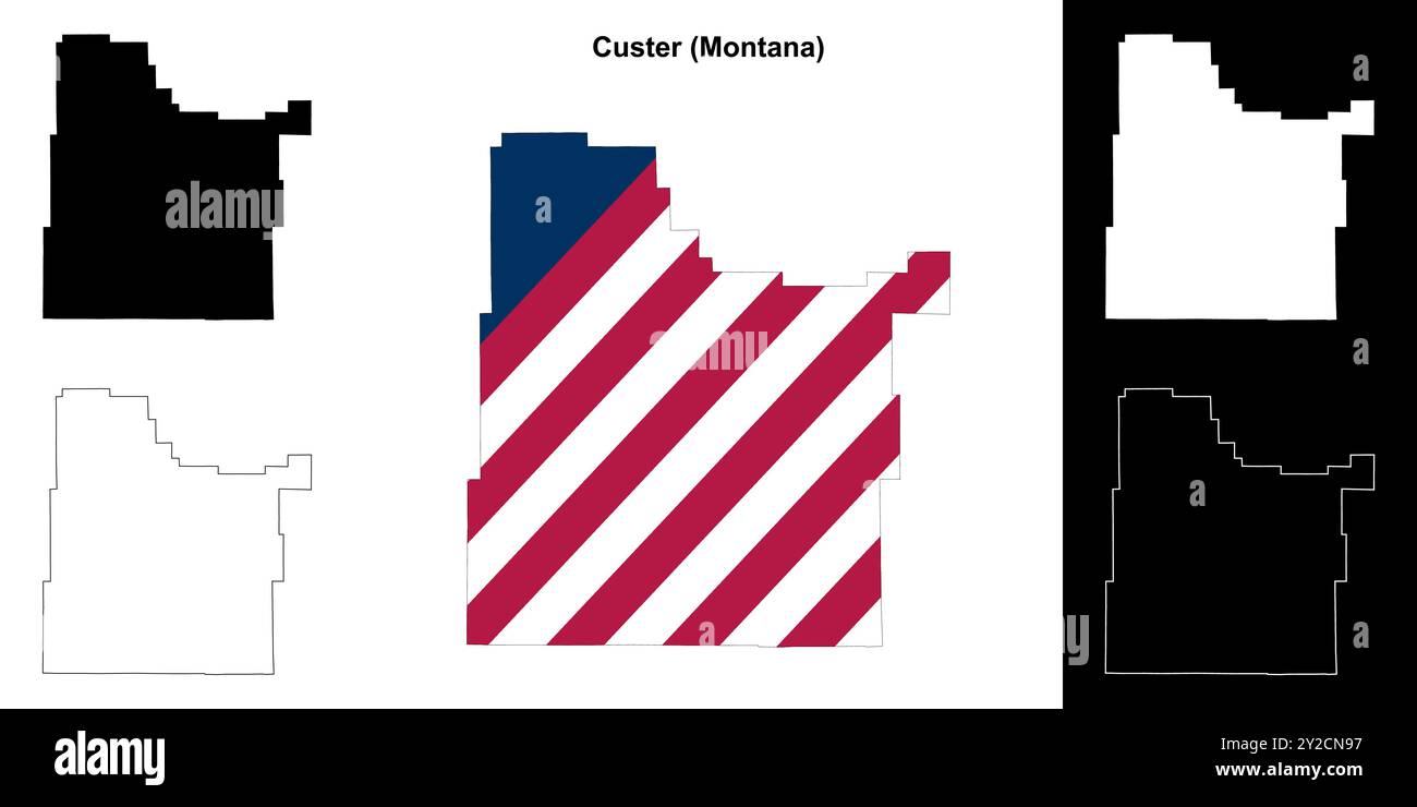 Custer County (Montana) outline map set Stock Vector Image & Art - Alamy