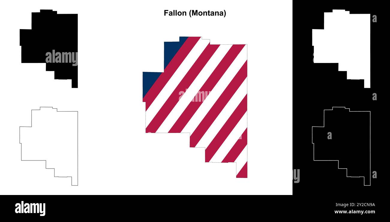 Fallon County (Montana) outline map set Stock Vector Image & Art - Alamy