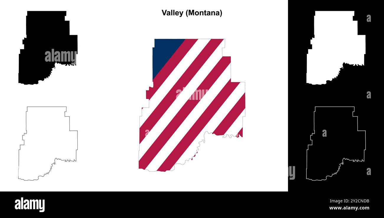 Valley County (Montana) outline map set Stock Vector Image & Art - Alamy