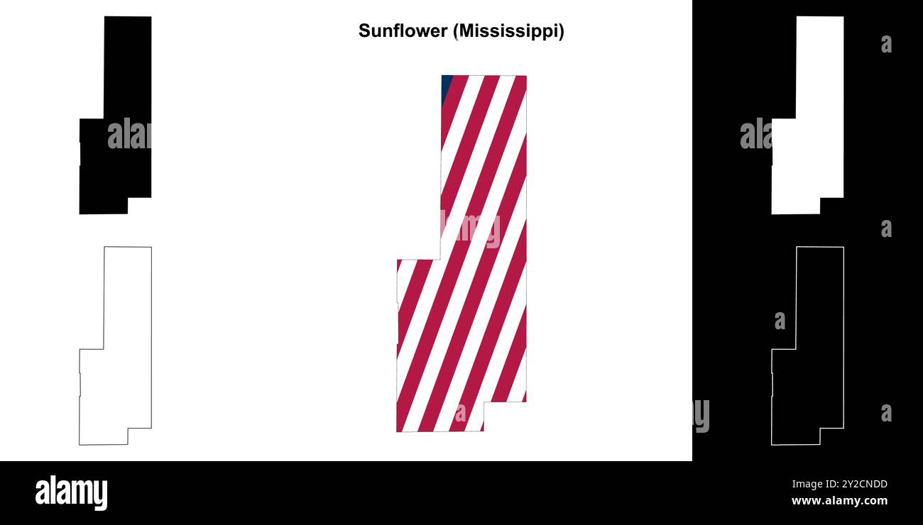 Sunflower County (Mississippi) outline map set Stock Vector Image & Art ...