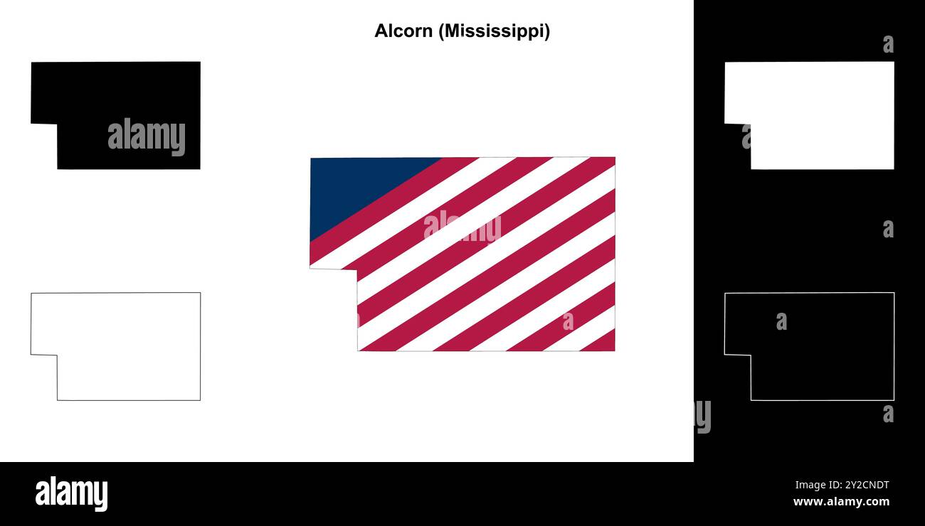 Alcorn County (Mississippi) outline map set Stock Vector Image & Art ...