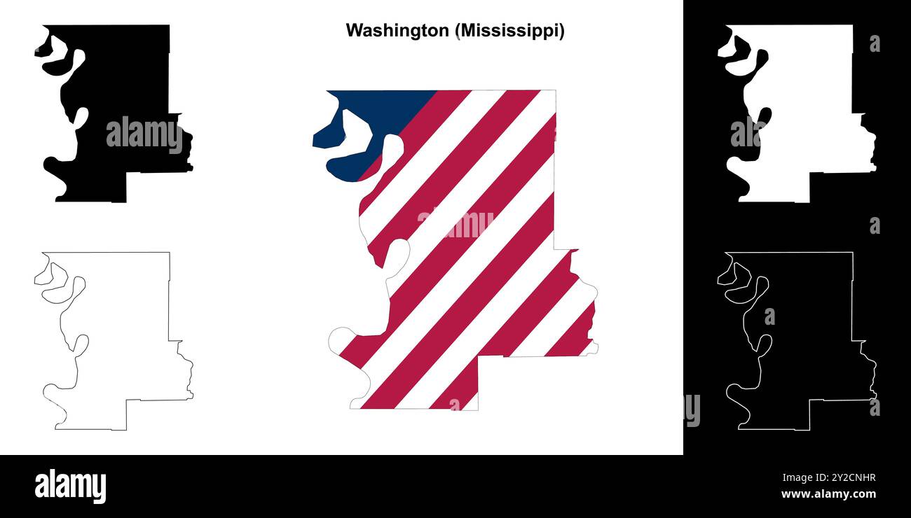 Washington County (Mississippi) outline map set Stock Vector Image ...