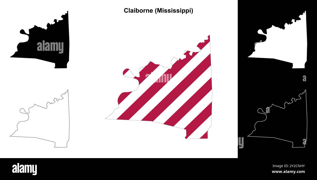 Claiborne County (Mississippi) outline map set Stock Vector Image & Art ...