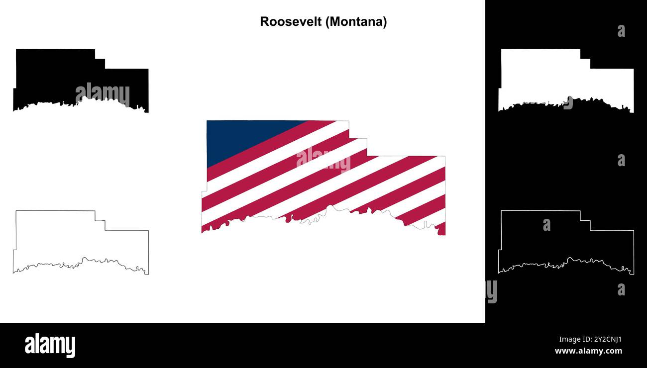 Roosevelt County (Montana) outline map set Stock Vector Image & Art - Alamy
