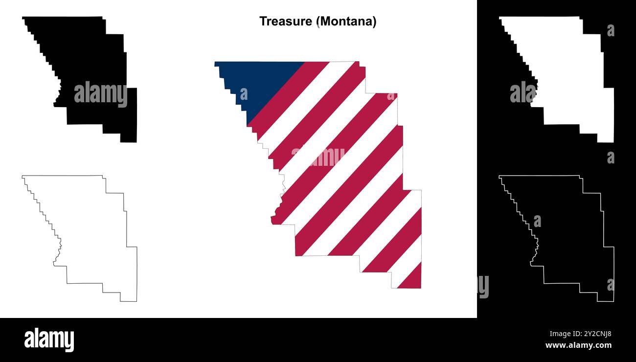 Treasure County (Montana) outline map set Stock Vector Image & Art - Alamy