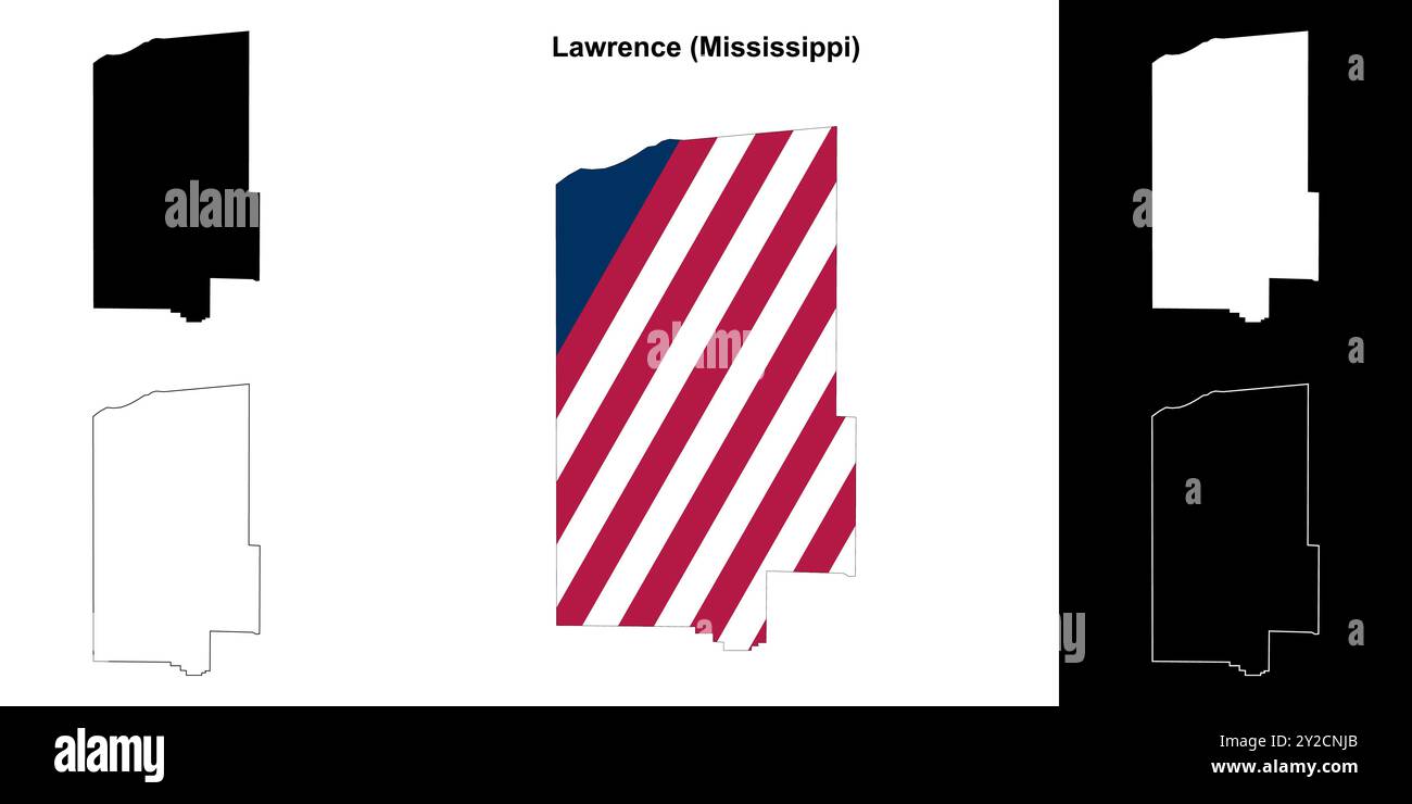 Lawrence County (Mississippi) outline map set Stock Vector Image & Art ...