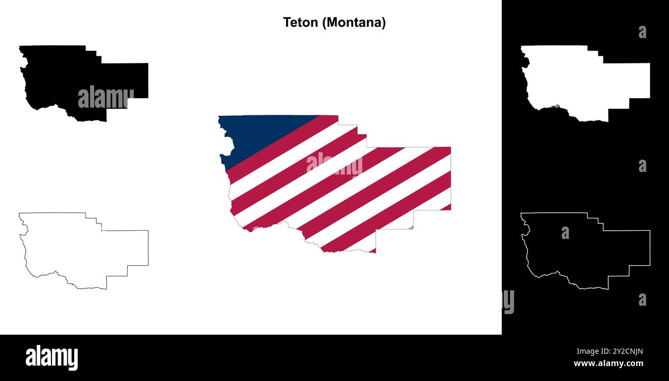 Teton County (Montana) outline map set Stock Vector Image & Art - Alamy