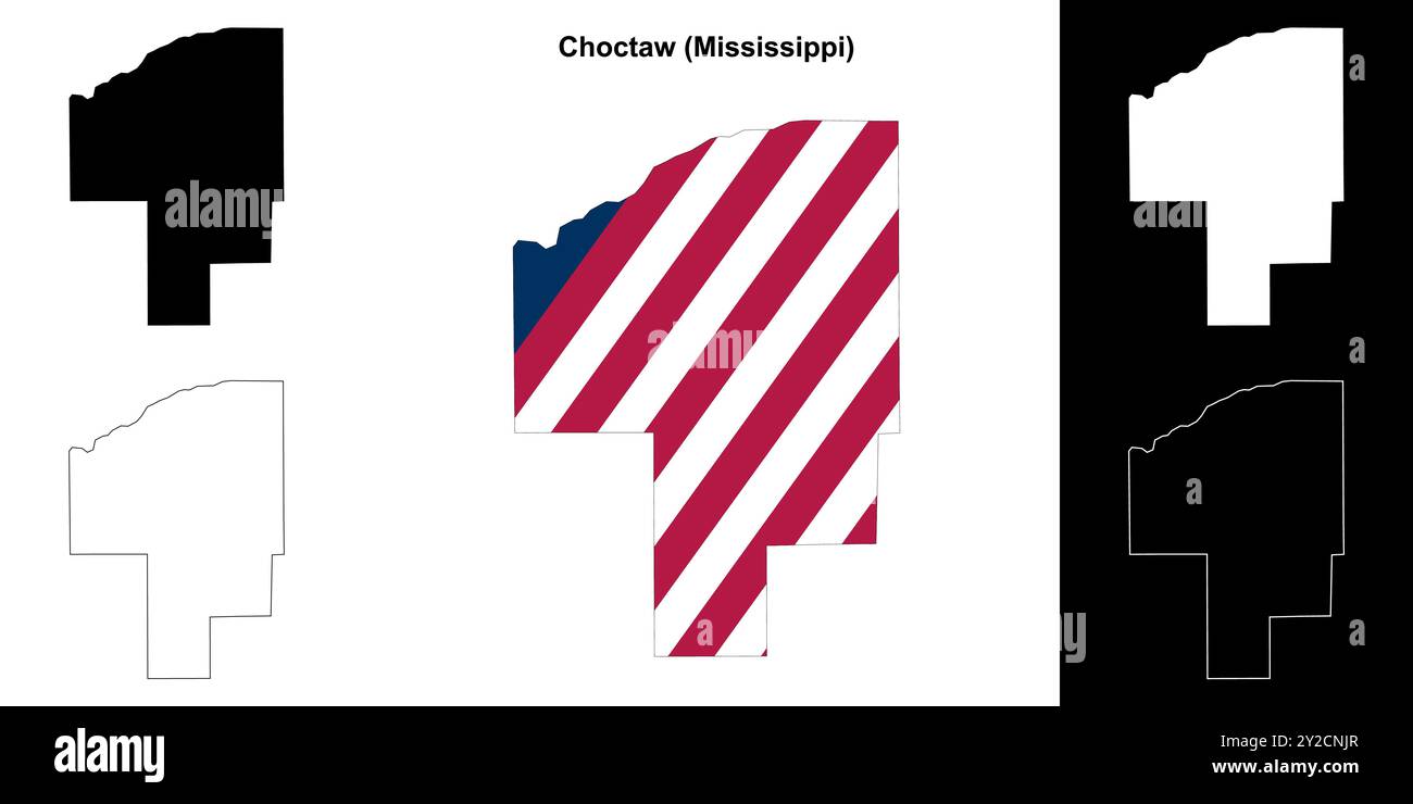 Choctaw County (Mississippi) outline map set Stock Vector Image & Art ...