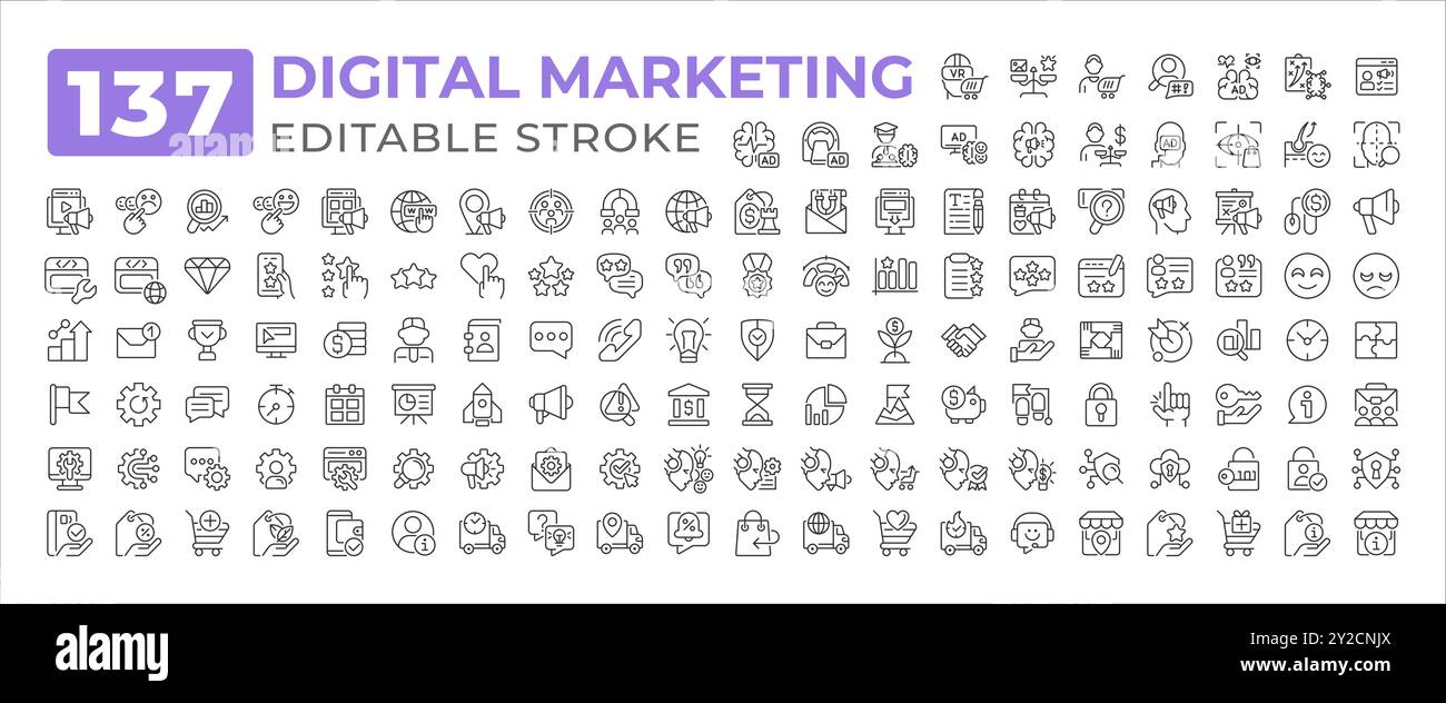 Digital marketing line icons big set Stock Vector Image & Art - Alamy