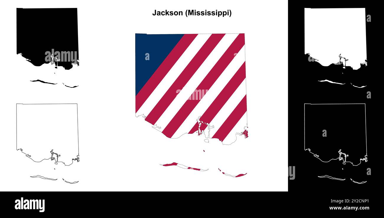 Jackson County (Mississippi) outline map set Stock Vector Image & Art ...