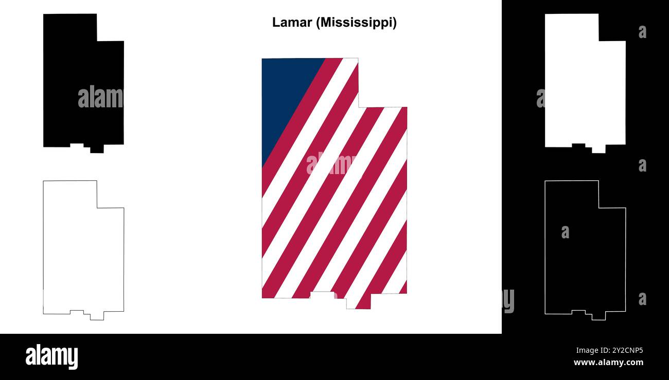 Lamar County (Mississippi) outline map set Stock Vector Image & Art - Alamy