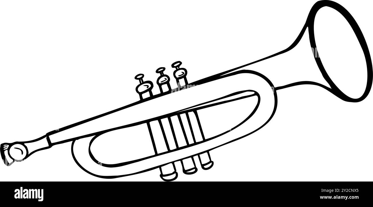 Trumpet folk musical instrument black white silhouette vector ...