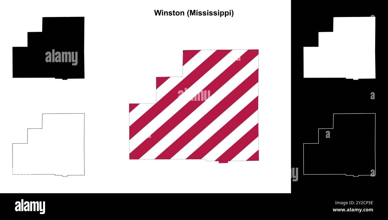 Winston County (Mississippi) outline map set Stock Vector Image & Art ...