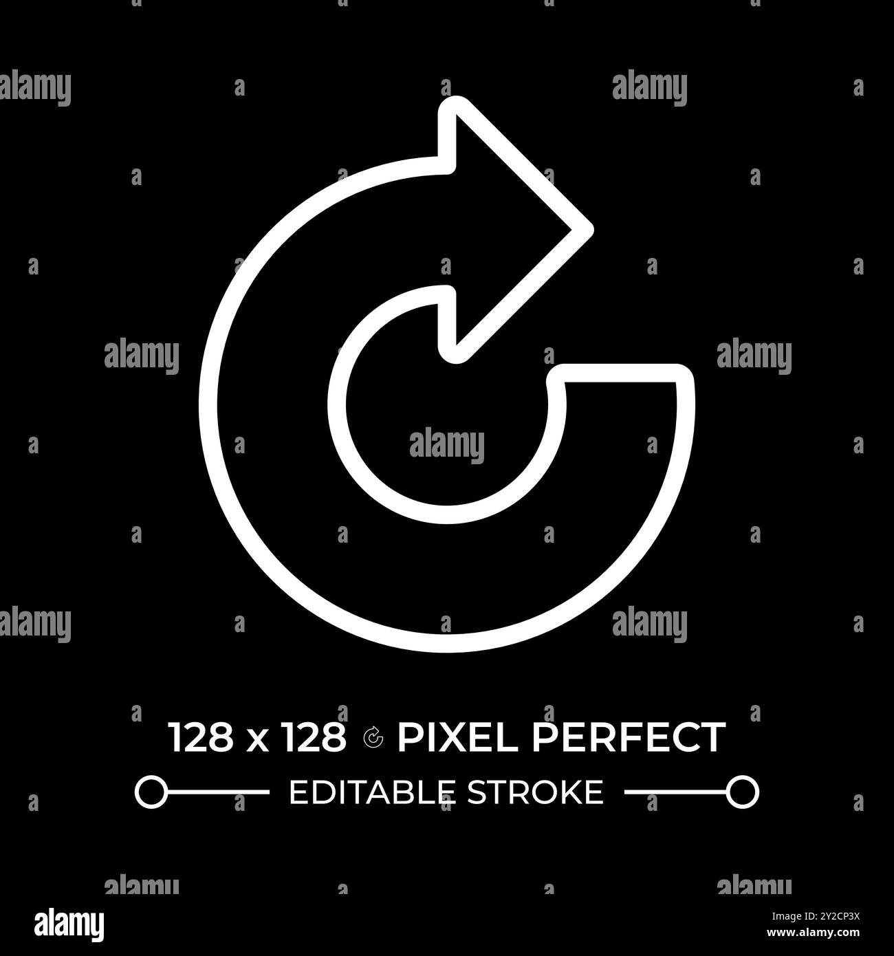 Clockwise arrow white linear icon for dark theme Stock Vector Image ...