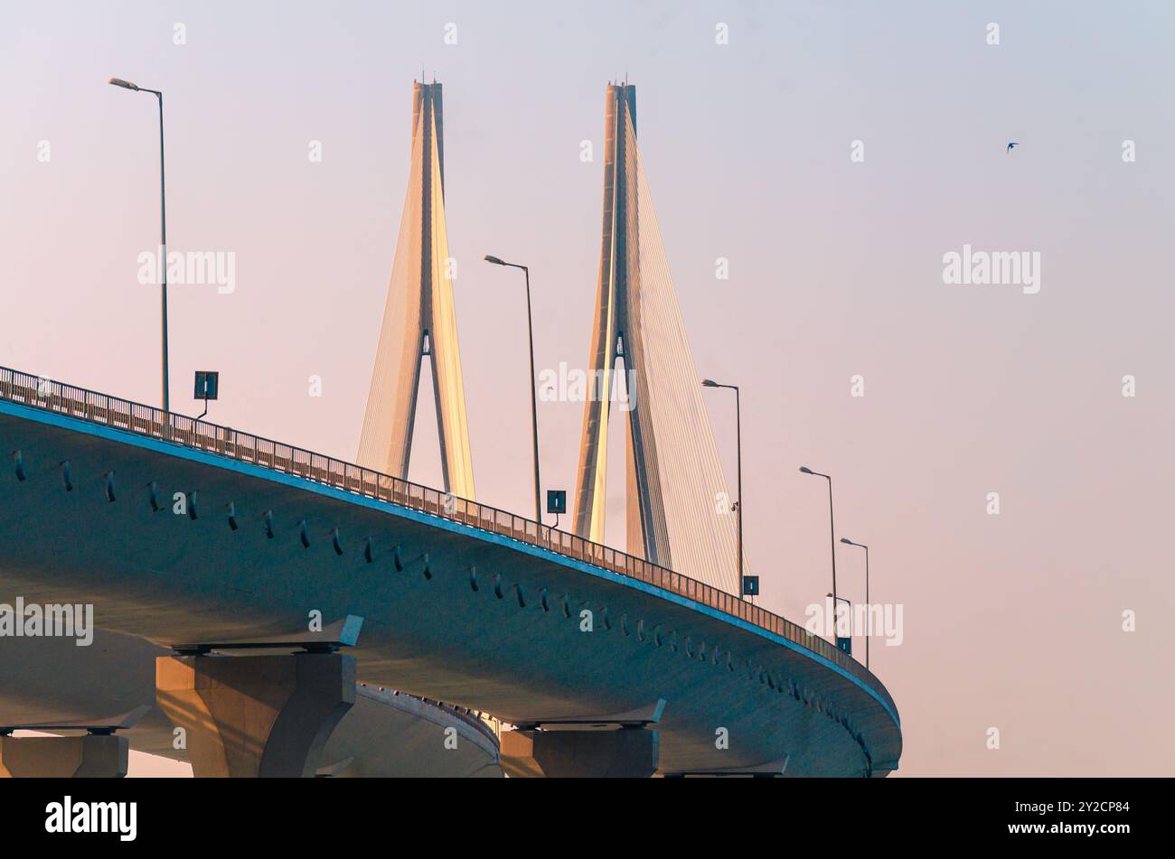 A view of Bandra-Worli Sea link in Mumbai, India. It is a cable-stayed ...