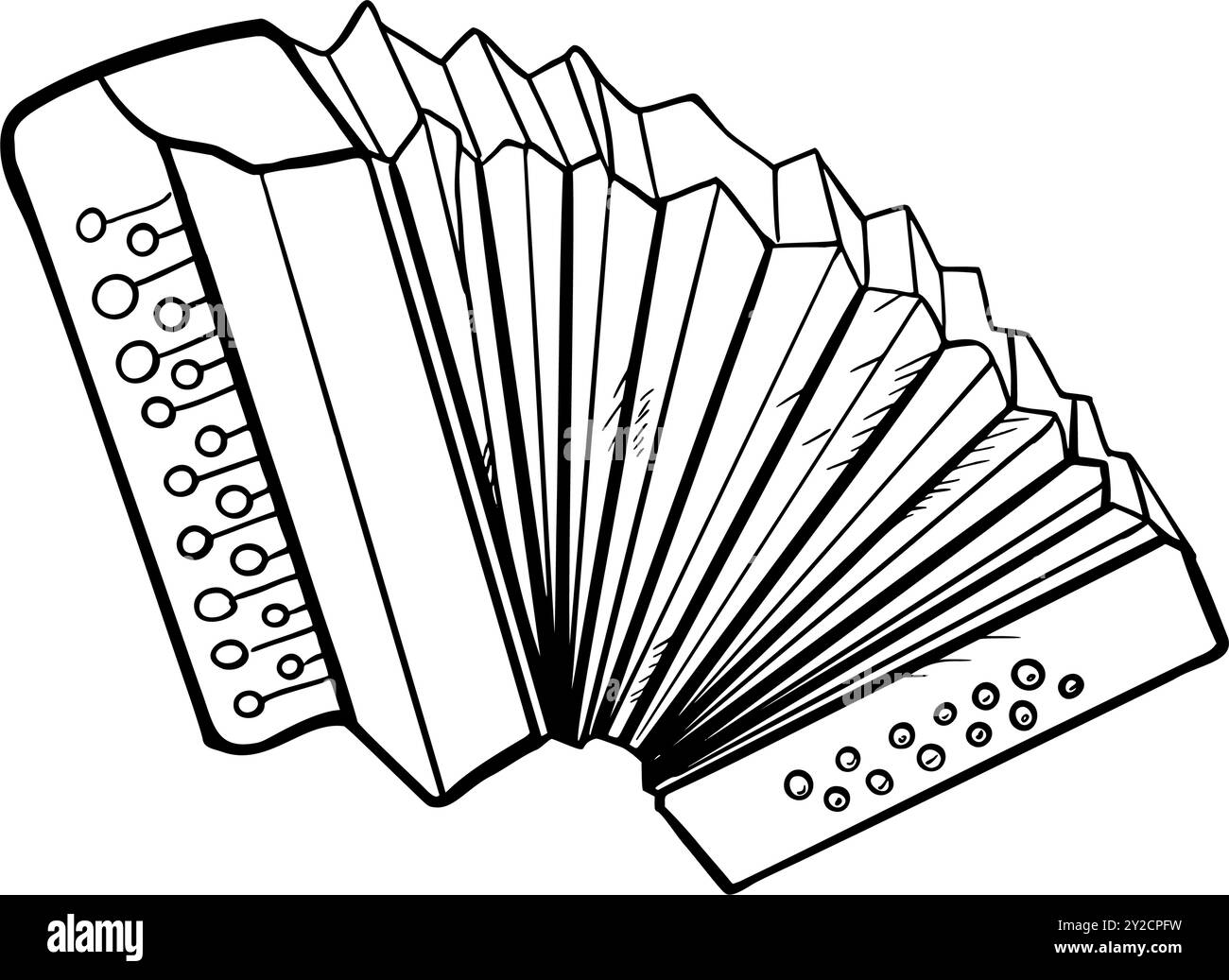 Accordion folk musical instrument black white outline vector ...