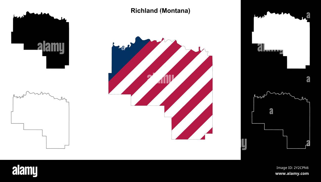 Richland County (Montana) outline map set Stock Vector Image & Art - Alamy