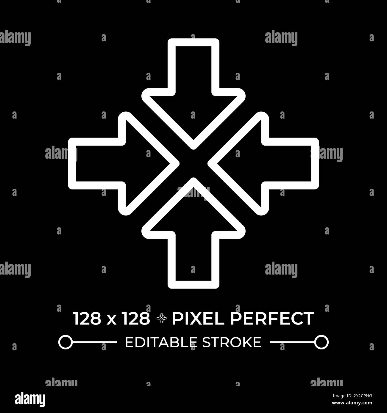 Inward arrows white linear icon for dark theme Stock Vector Image & Art ...