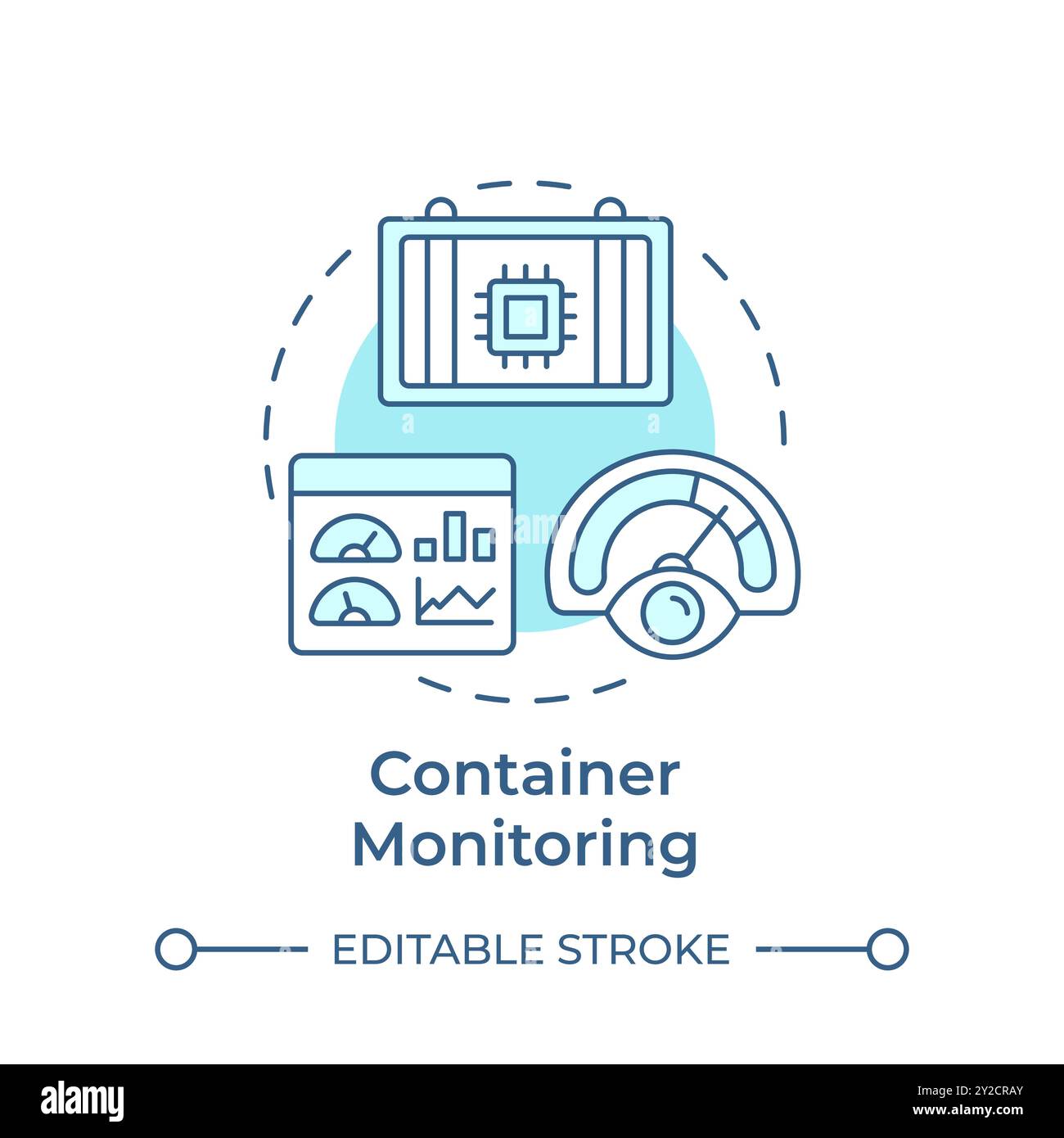 Container monitoring soft blue concept icon Stock Vector Image & Art - Alamy