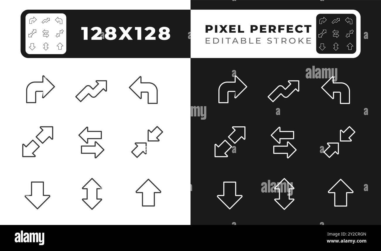 Minimalist arrows linear icons set for dark, light mode Stock Vector ...