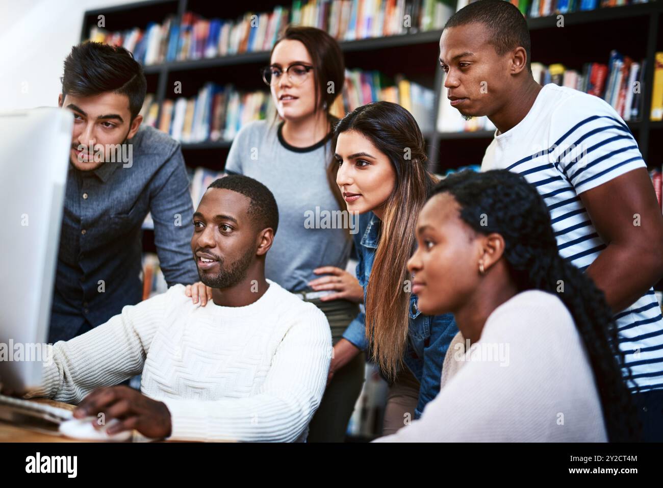 People, computer and learning in library for college, study and ...