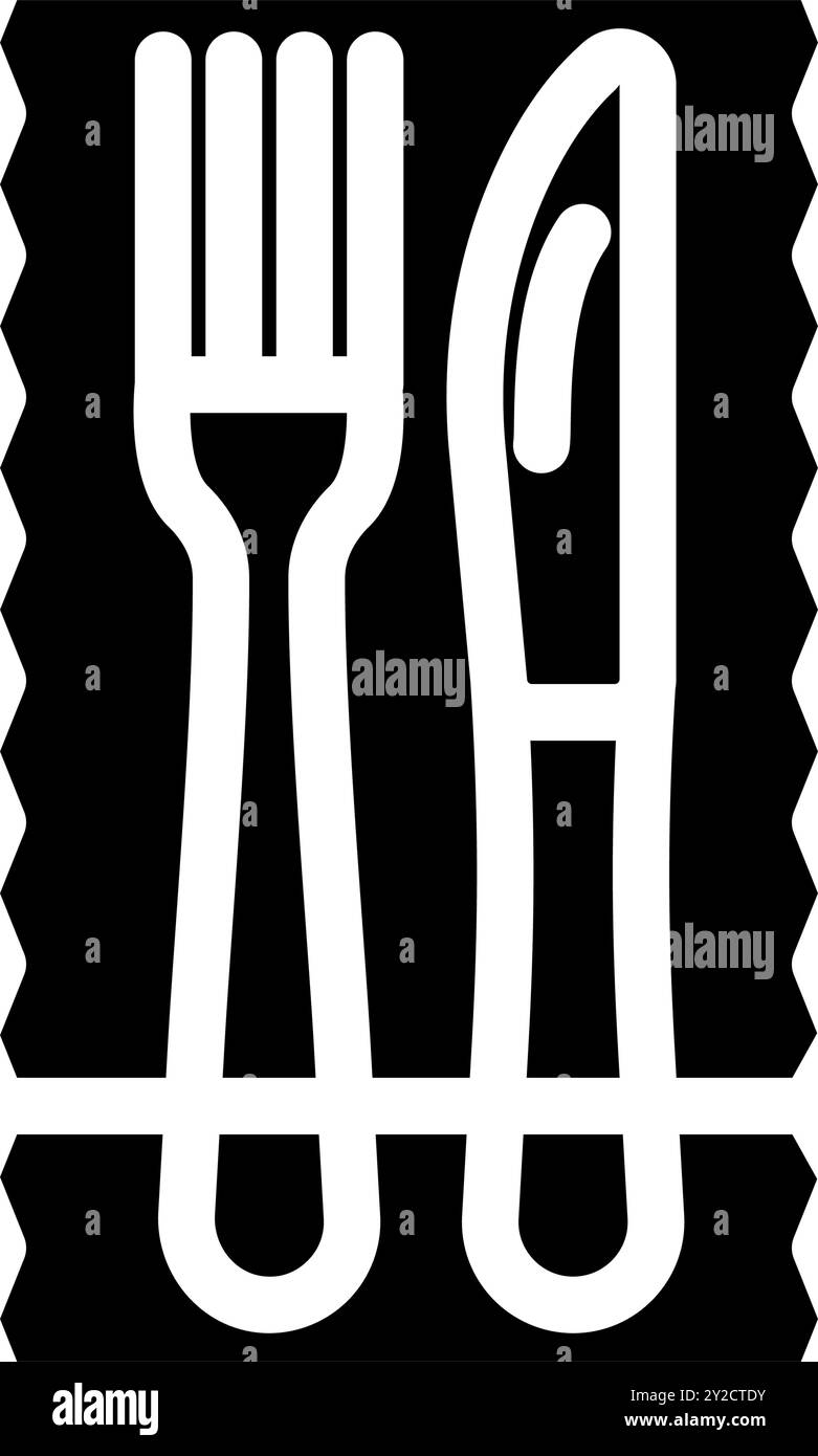 disposable cutlery plastic package glyph icon vector illustration Stock ...