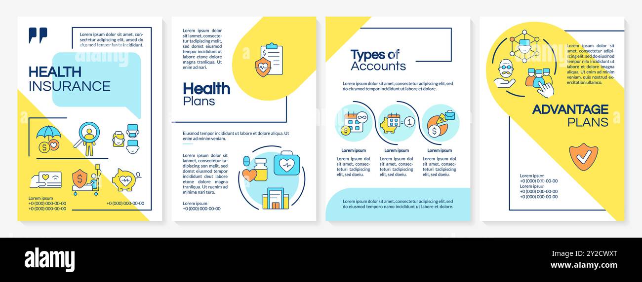 Health insurance blue and yellow gradient brochure template Stock ...