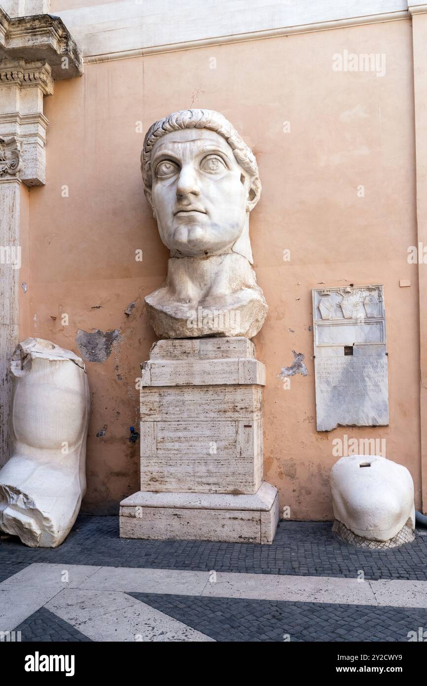 Rome, Italy 2024 Constantine Statue head at Capitoline Museums Stock ...