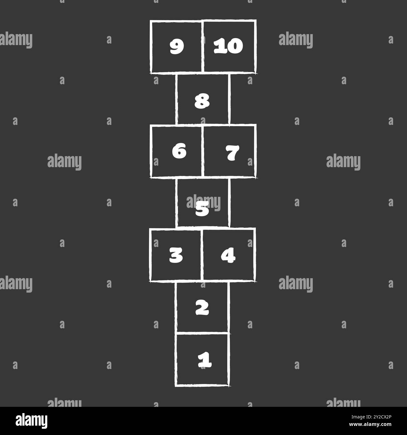 Hopscotch chalk doodle drawing, street Jumping game kids activity. Hop ...