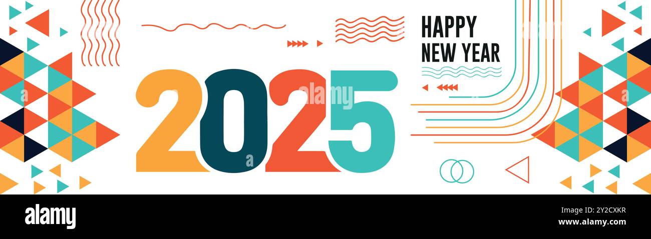 happy new year 2025 text design with modern calligraphy and dark ...