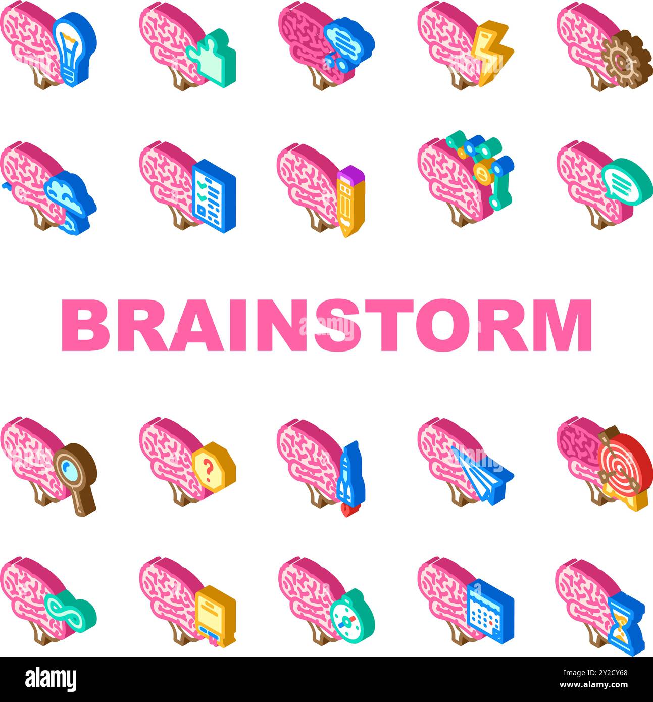 brainstorm ideas creativity icons set vector Stock Vector Image & Art ...